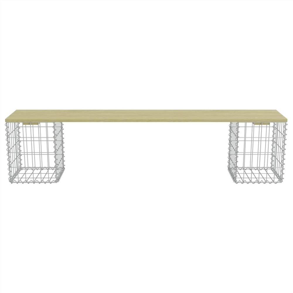 Gabion Bench 180 cm Galvanised Steel and Pinewood