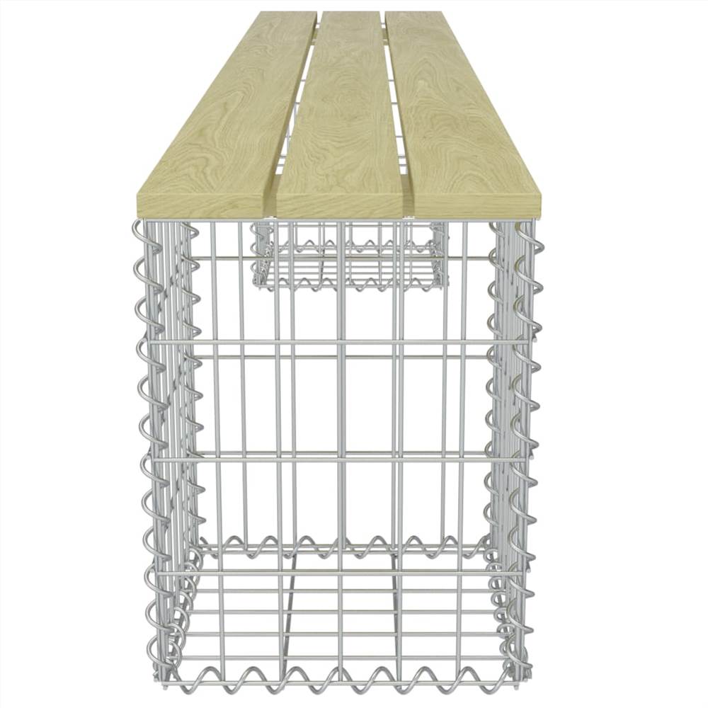 Gabion Bench 180 cm Galvanised Steel and Pinewood