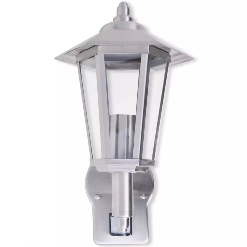 Outdoor Uplight Wall Lantern with Sensor Stainless Steel