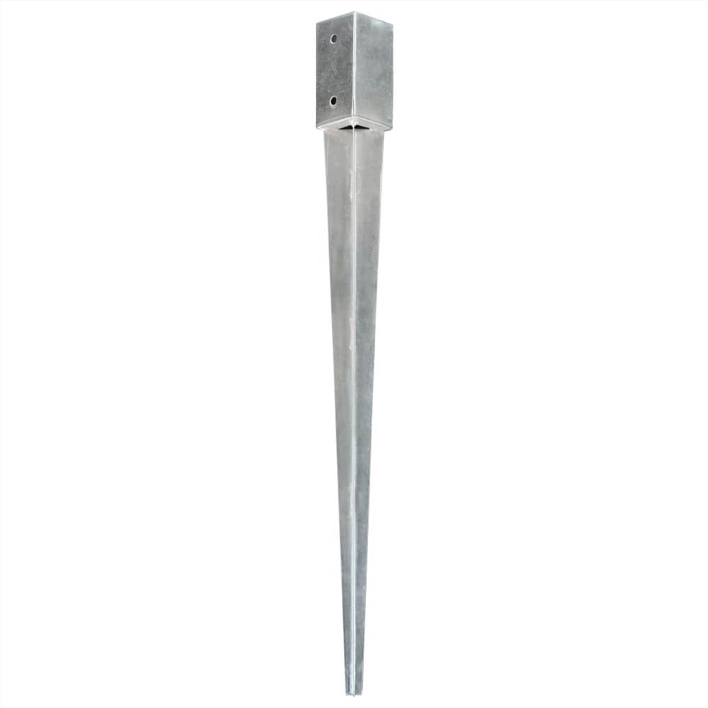 Ground Spikes 12 pcs Silver 7x7x90 cm Galvanised Steel