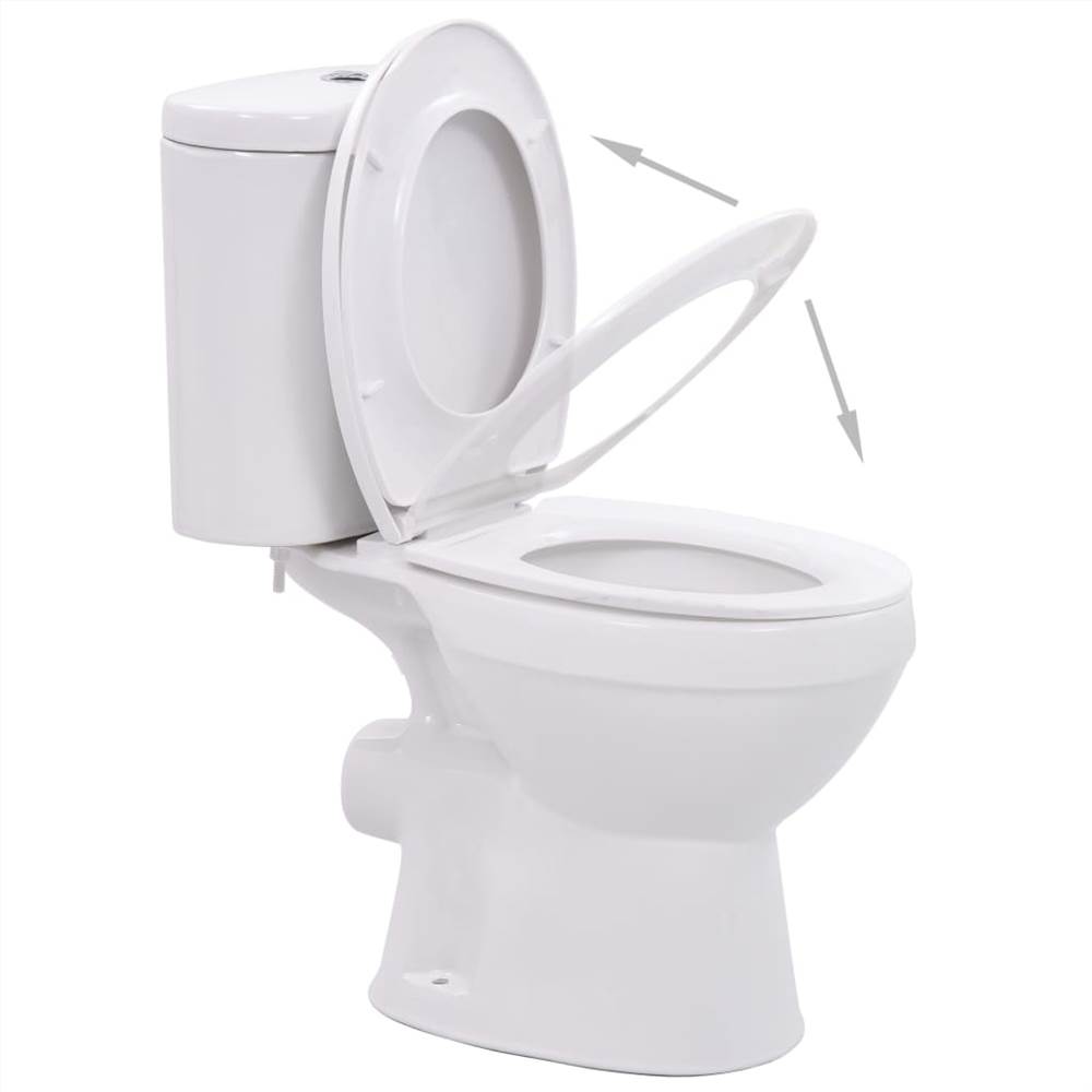 Standing Toilet with Cistern and Soft Close Seat Ceramic White