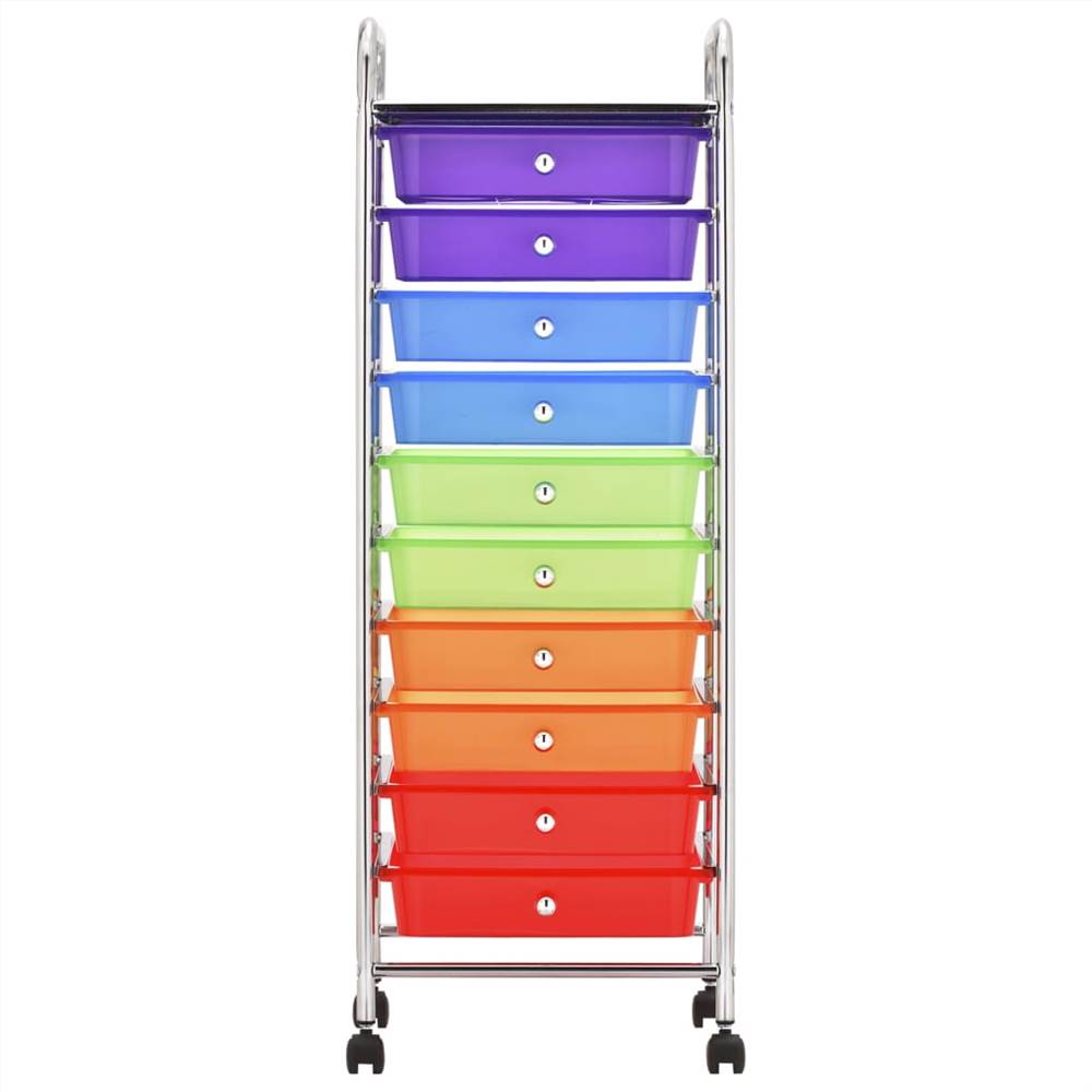 10-Drawer Mobile Storage Trolley Multicolour Plastic