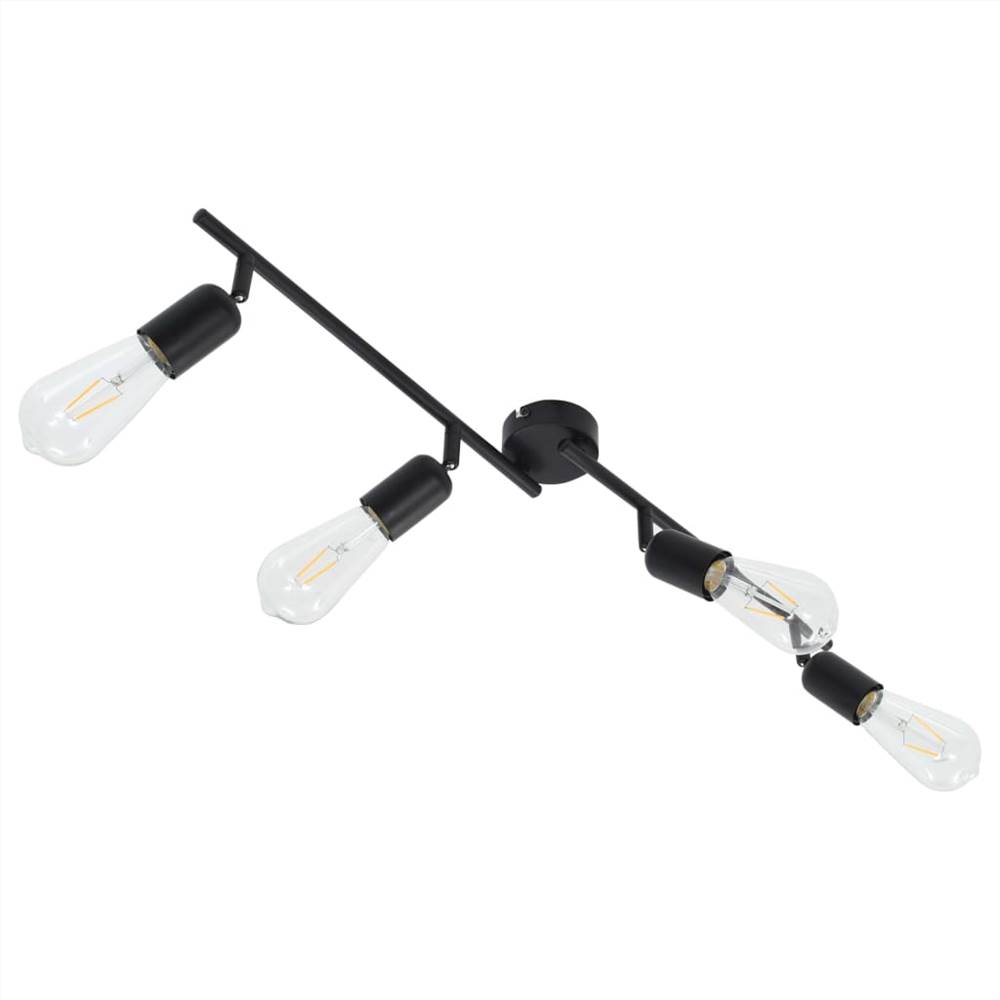 4-way Spot Light with Filament Bulbs 2 W Black 60 cm E27