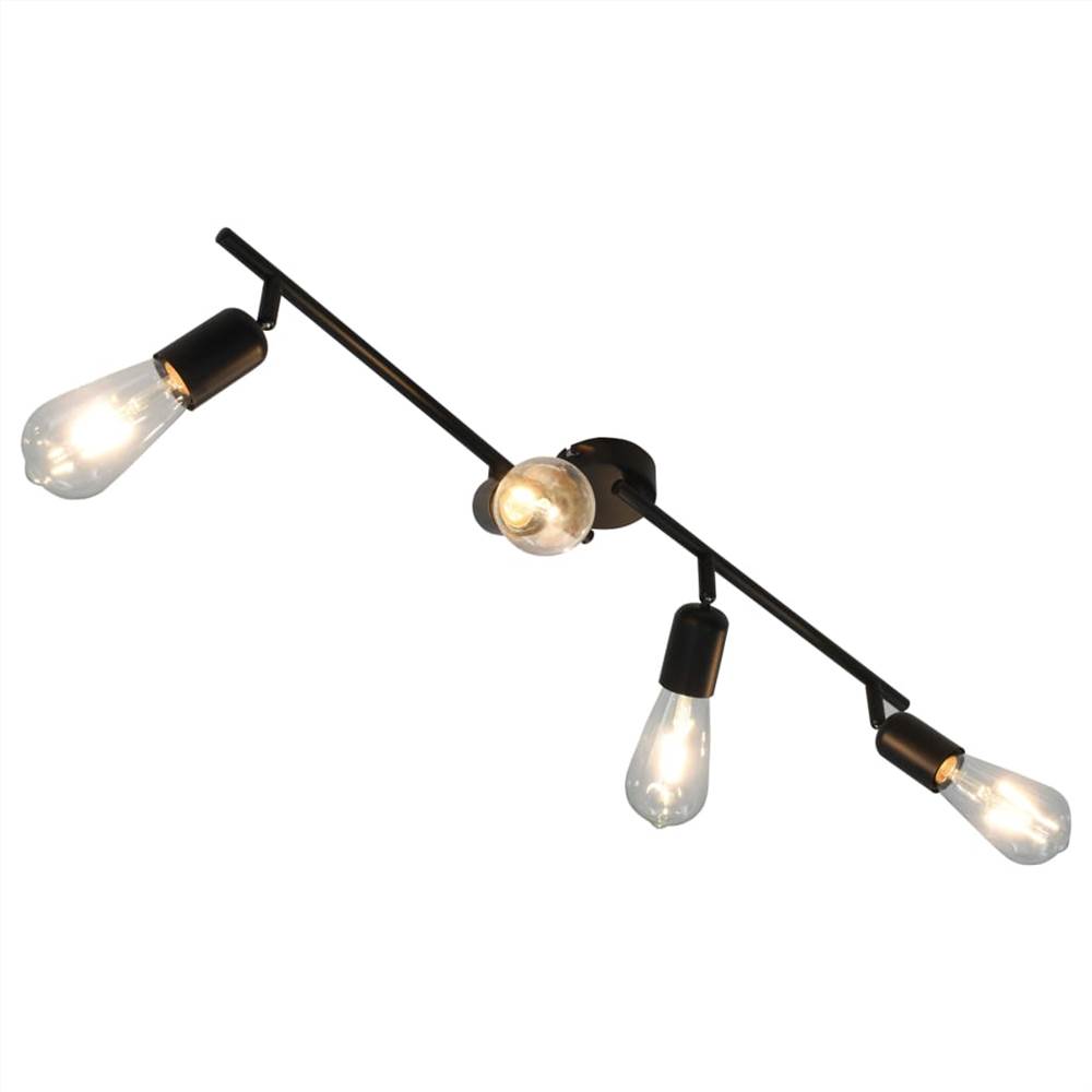 4-way Spot Light with Filament Bulbs 2 W Black 60 cm E27