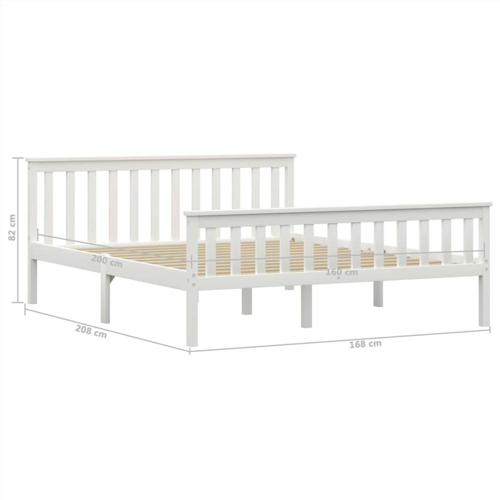 Bed Frame White Solid Pinewood 150 x 200 cm