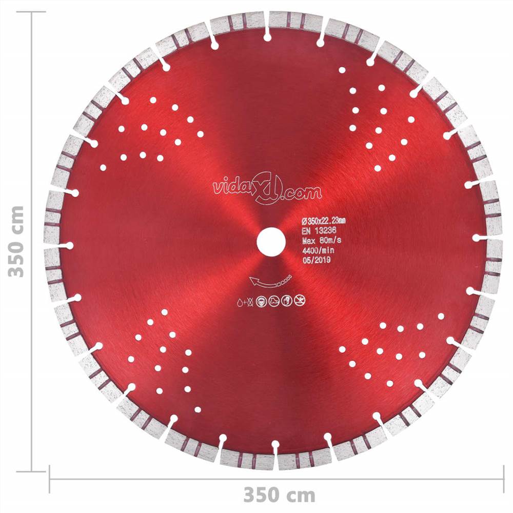 Diamond Cutting Disc with Turbo and Holes Steel 350 mm