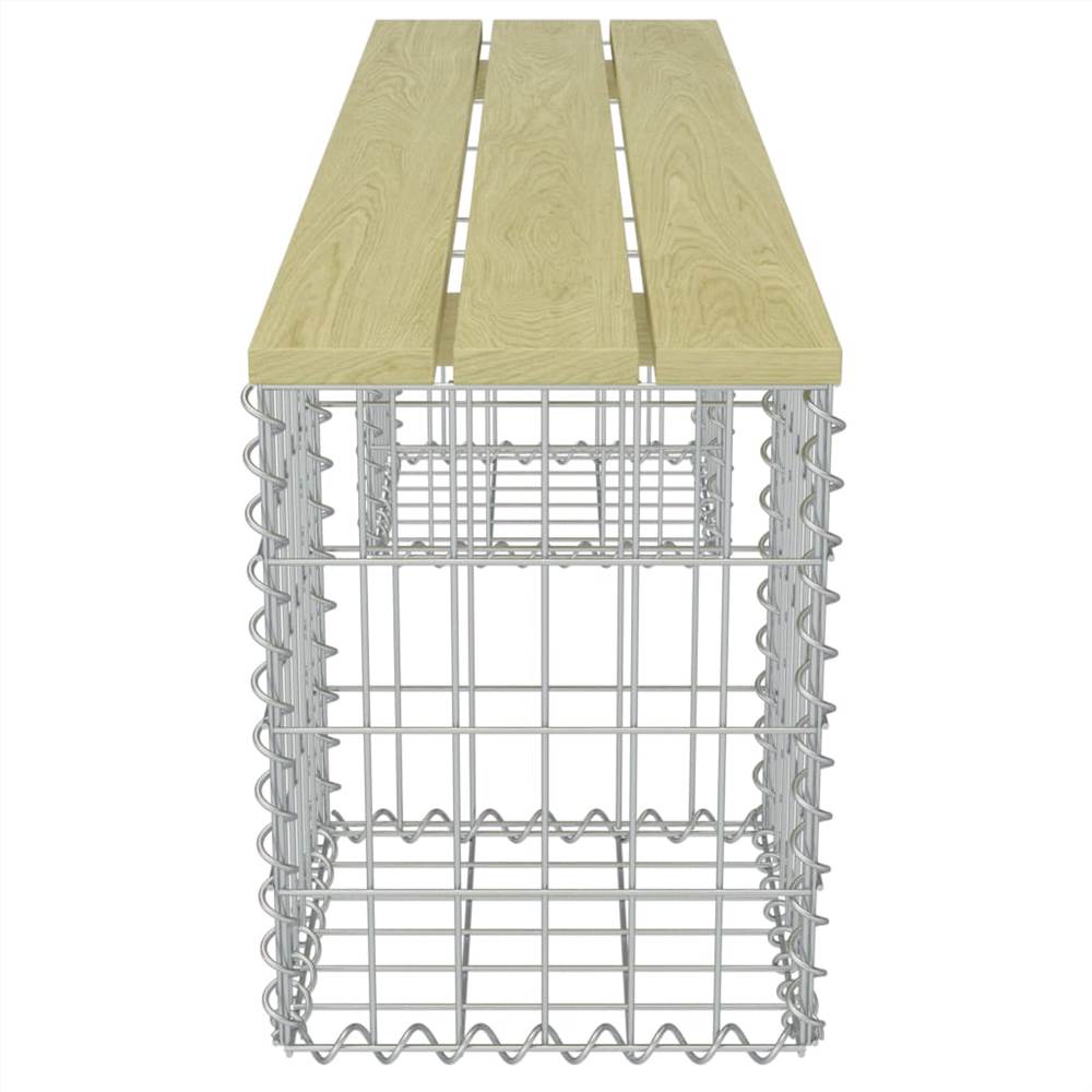 Gabion Bench 120 cm Galvanised Steel and Pinewood