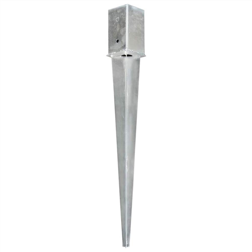 Ground Spikes 12 pcs Silver 8x8x76 cm Galvanised Steel