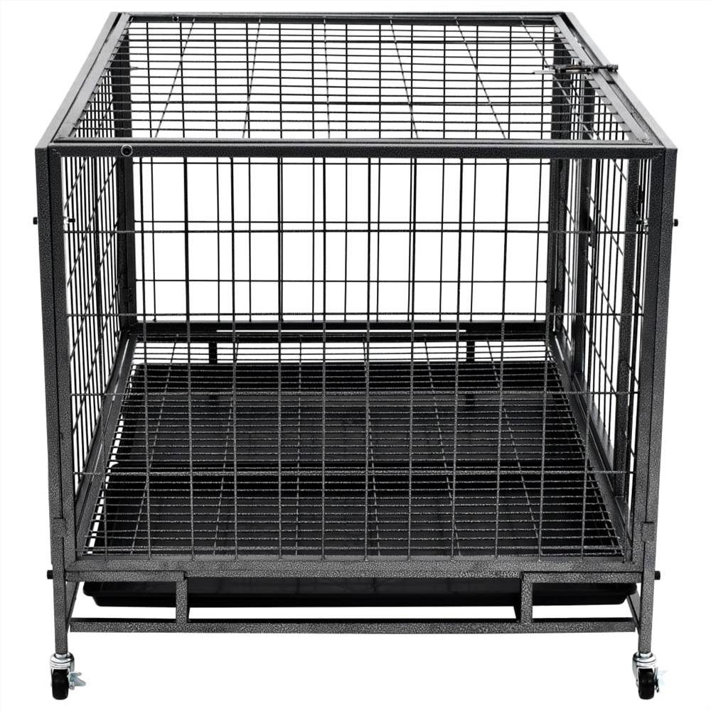 Heavy Duty Dog Cage with Wheels Steel 98x77x72 cm