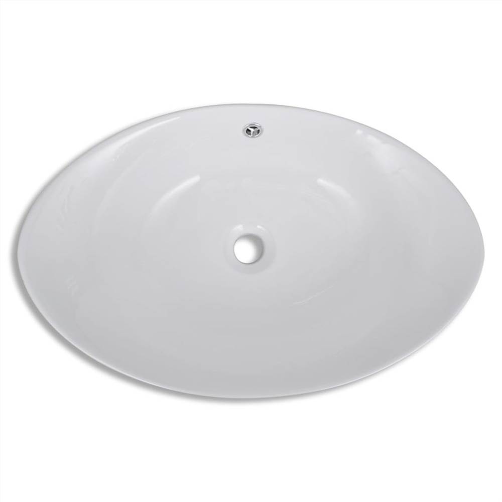 Lavabo de cerámica de lujo ovalado con rebosadero 59 x 38,5 cm