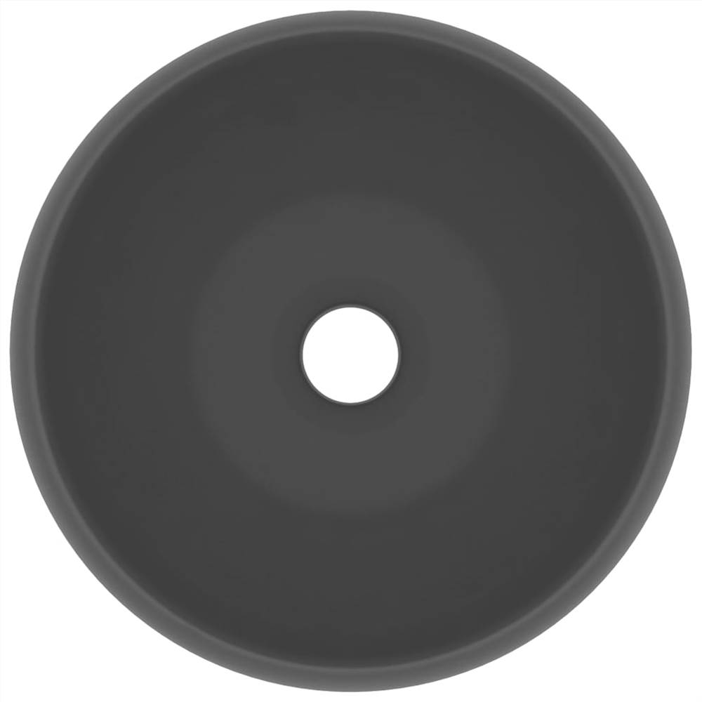 Luxury Wash Basin Round Matt Dark Grey 40x15 cm Ceramic