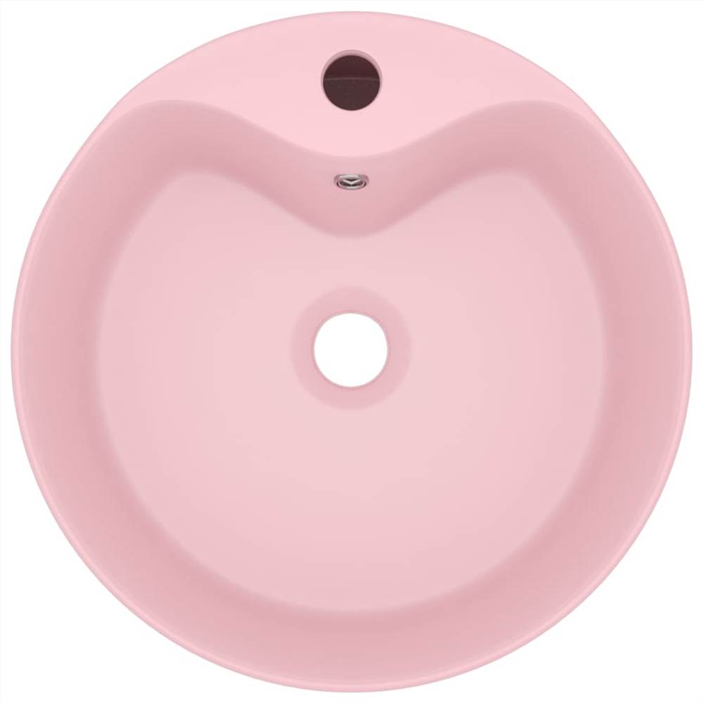Luxury Wash Basin with Overflow Matt Pink 36x13 cm Ceramic