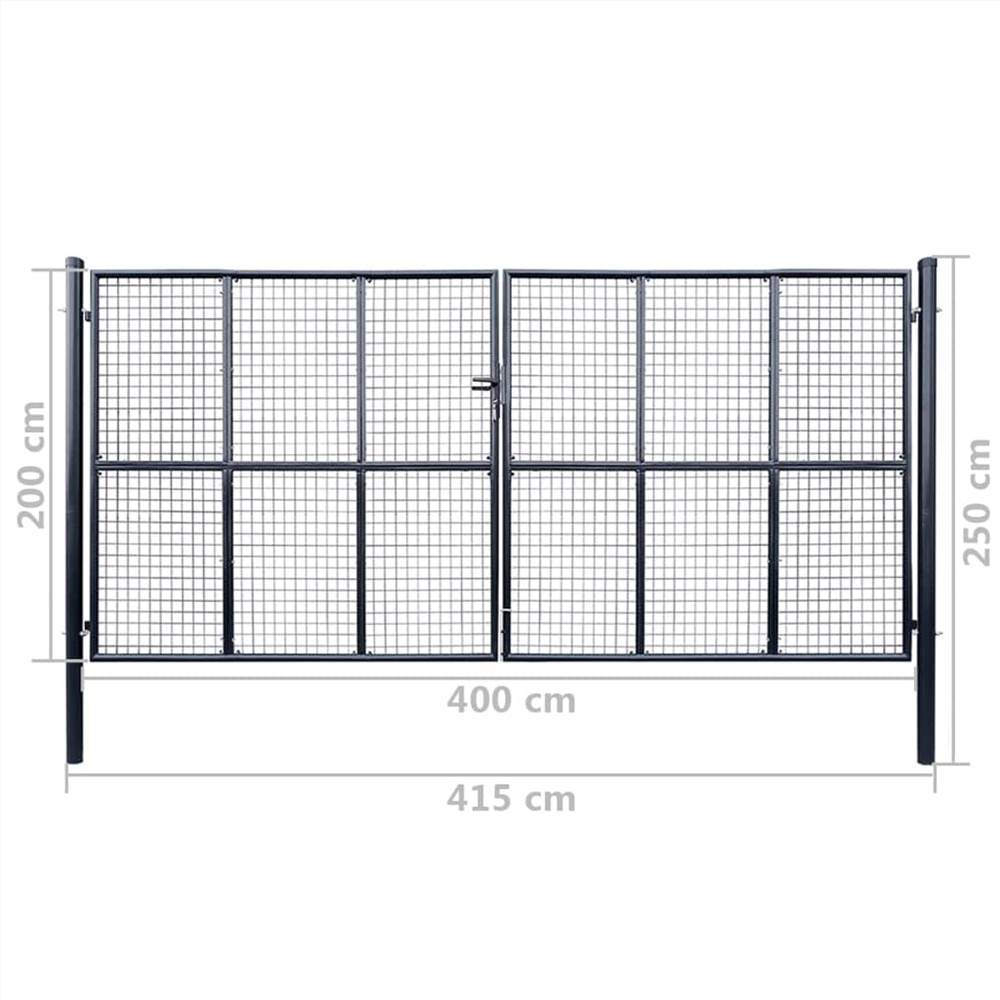 Mesh Garden Gate Galvanised Steel 400x200 cm Grey