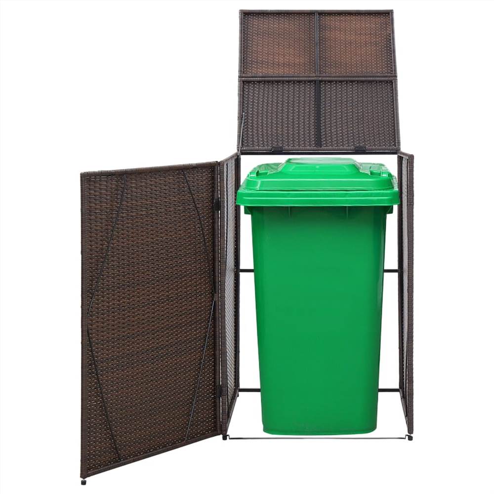 Single Wheelie Bin Shed Brown 76x78x120 cm Poly Rattan