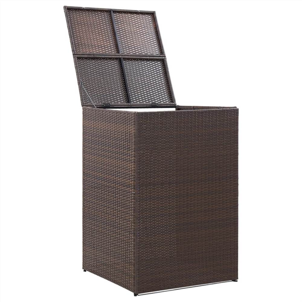 Single Wheelie Bin Shed Brown 76x78x120 cm Poly Rattan