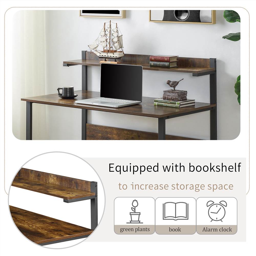 Home Office Multifunctional Computer Desk with Storage Shelf - Tiger