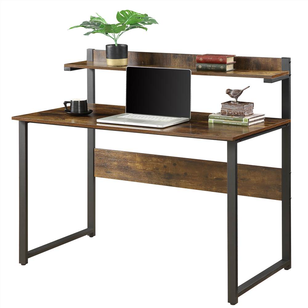 Home Office Multifunctional Computer Desk with Storage Shelf - Tiger