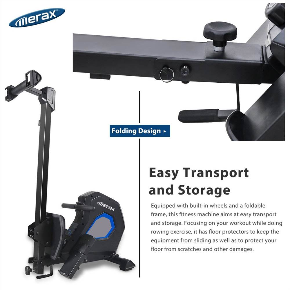 Merax Foldable Magnetic Rower Rowing Machine Black