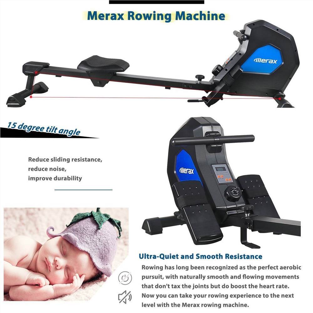 Merax Foldable Magnetic Rower Rowing Machine Black