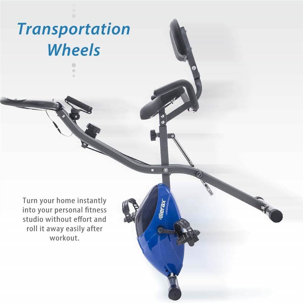 Merax Folding Exercise X-Bike Black and Blue