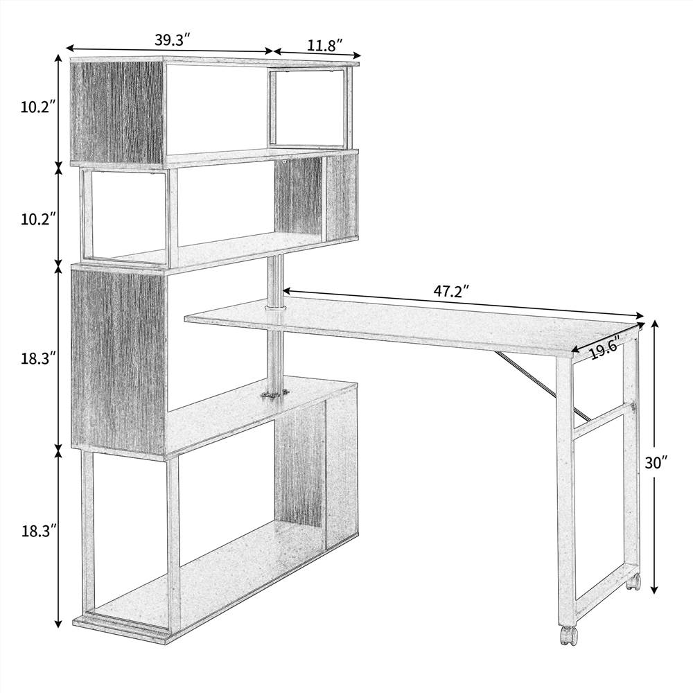 Home Office L-Shaped Rotating Computer Desk - Black