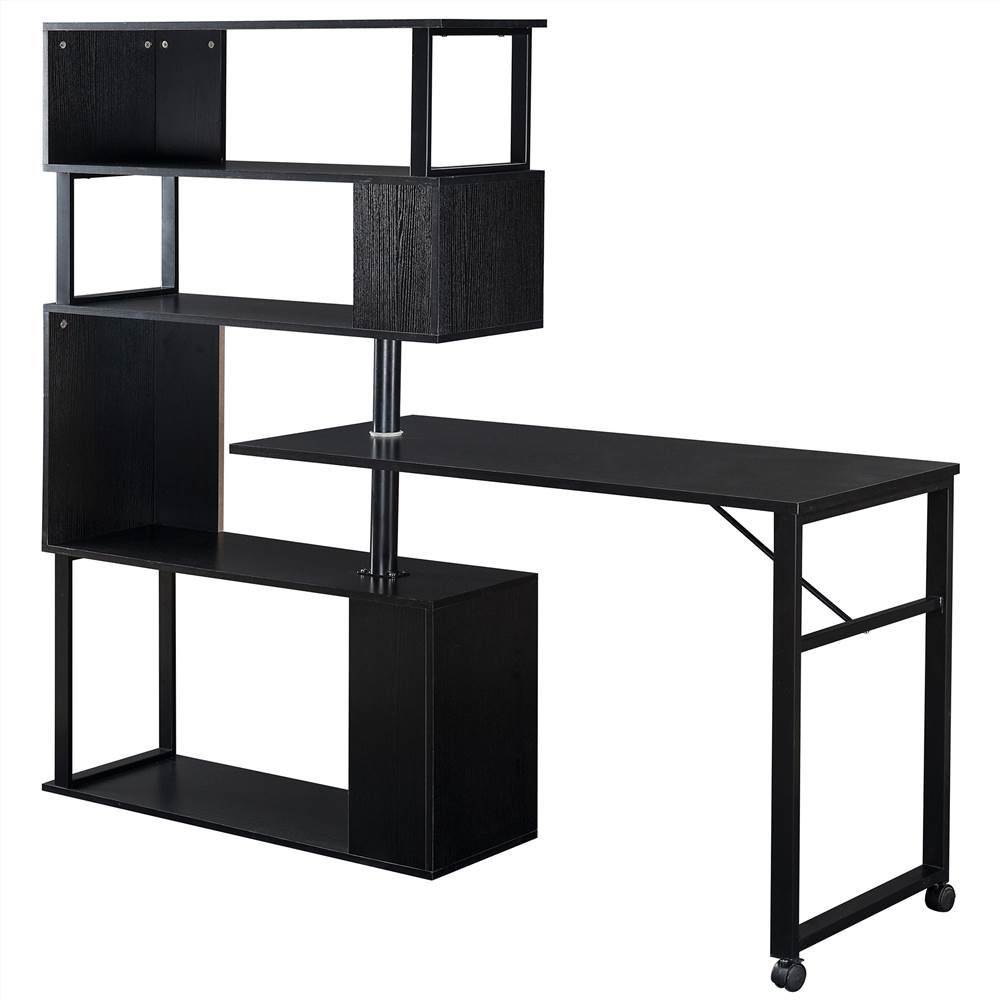 Home Office L-Shaped Rotating Computer Desk - Black
