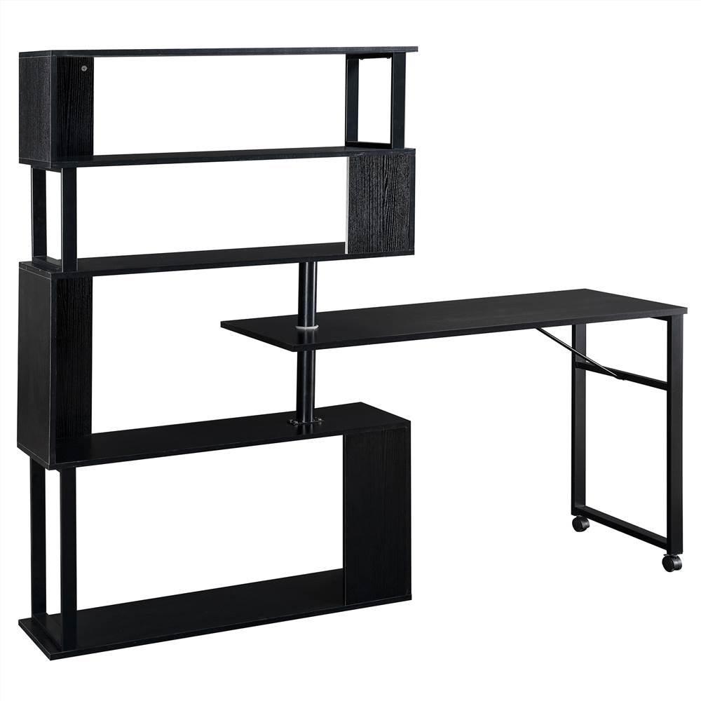 Home Office L-Shaped Rotating Computer Desk - Black