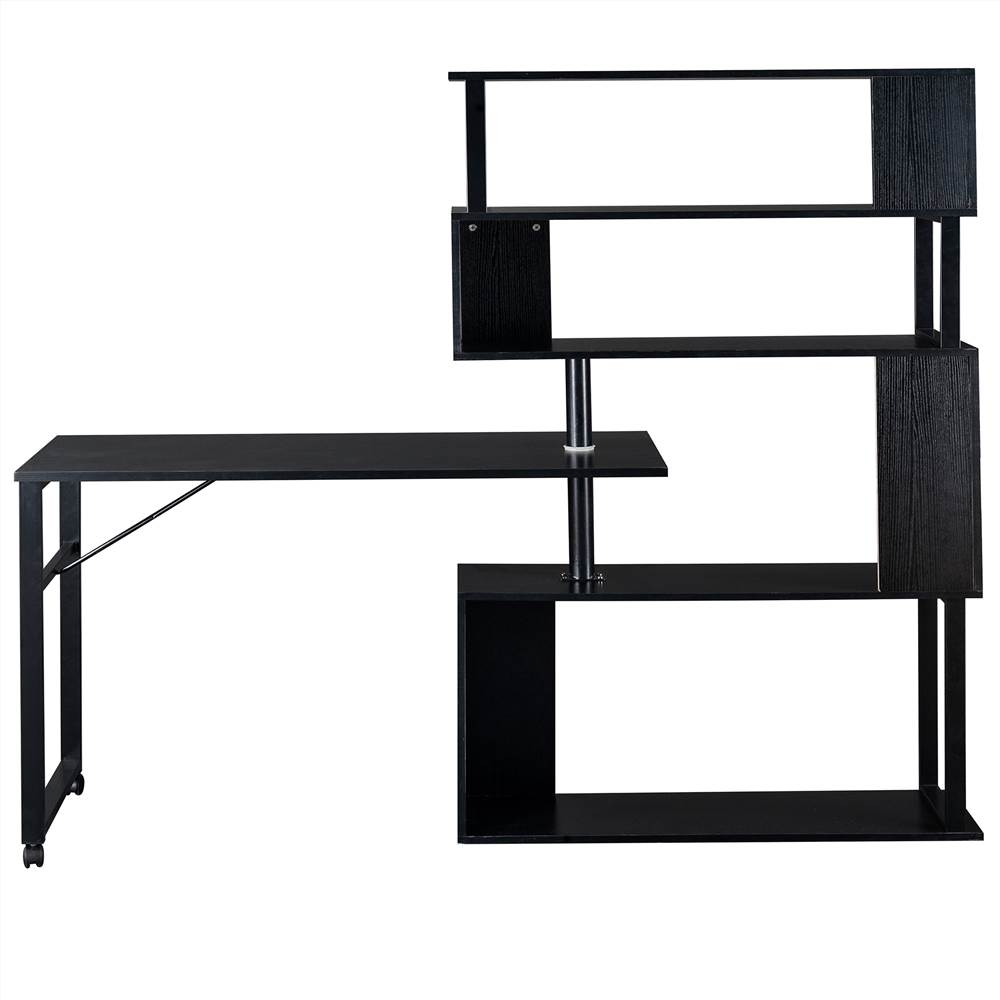 Home Office L-Shaped Rotating Computer Desk - Black