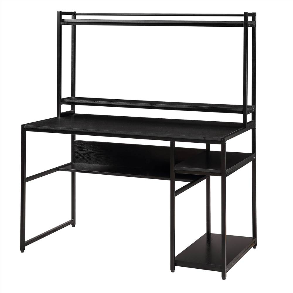 Home Office Computer Desk with Bookshelf - Black