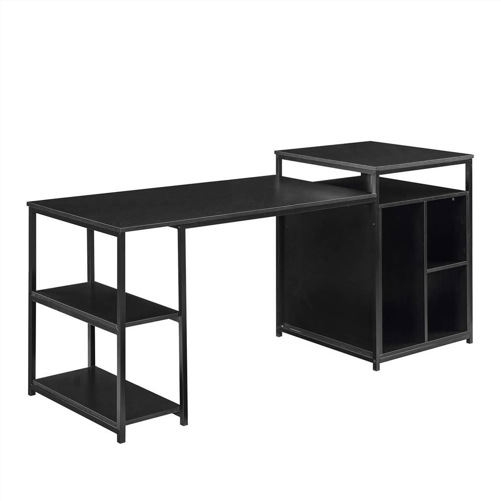 Home Office Computer Desk with 2-layer Shelf - Black