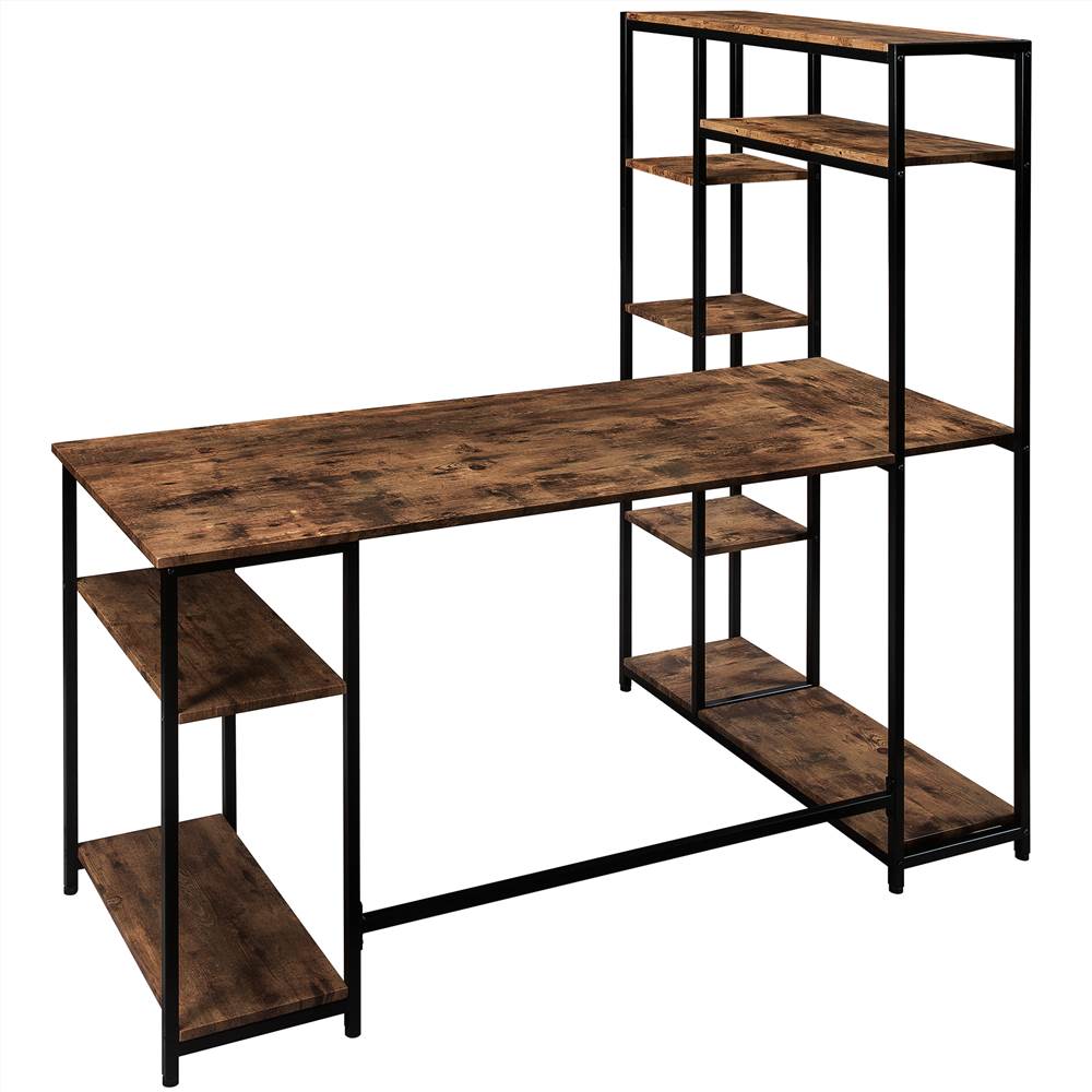 Home Office Computer Desk with Multiple Storage Shelves Tiger