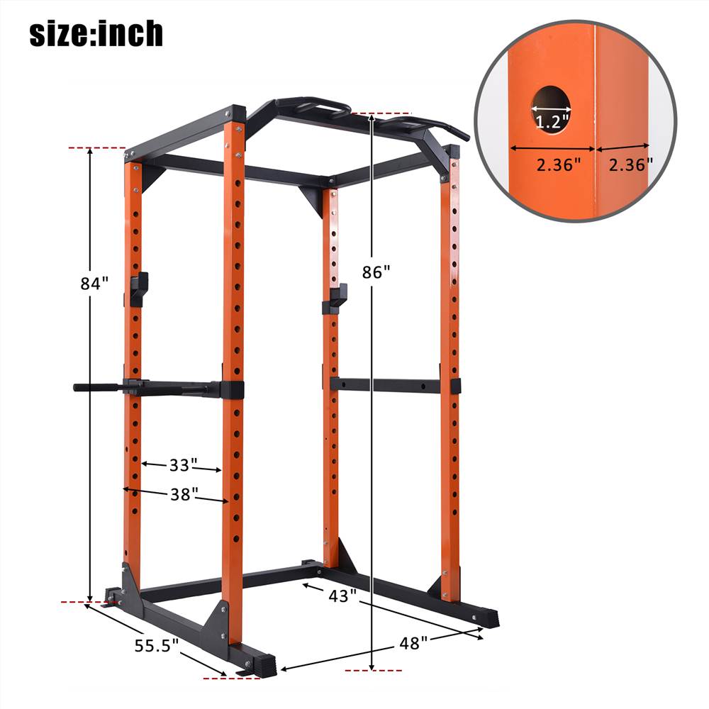 Light Commercial Power Rack Power Cage Orange and Black