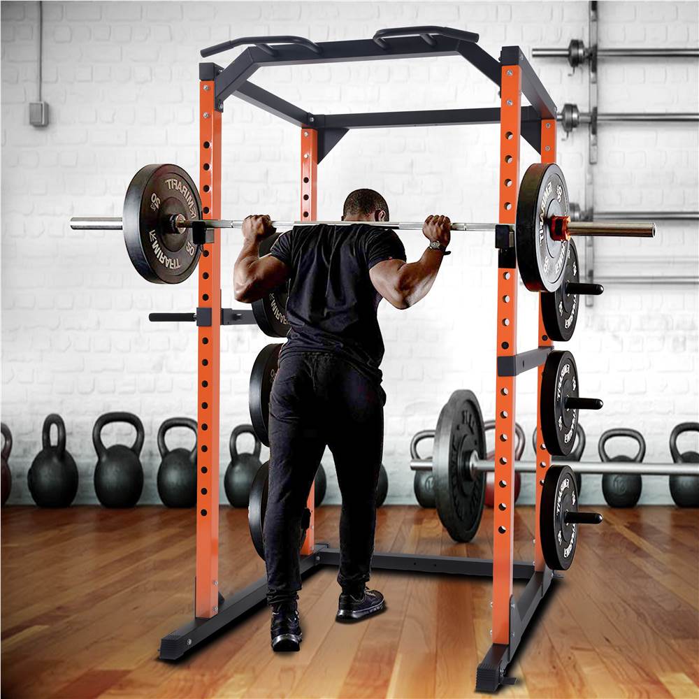 Light Commercial Power Rack Power Cage Orange and Black