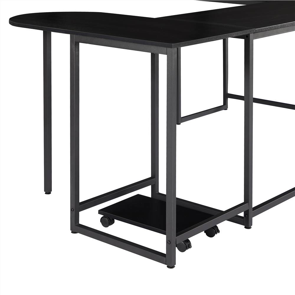 U-shaped Computer Desk Industrial Corner Writing Desk- Black