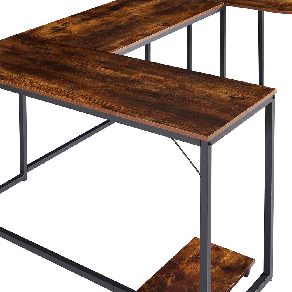 U-shaped Computer Desk Industrial Corner Writing Desk - Tiger