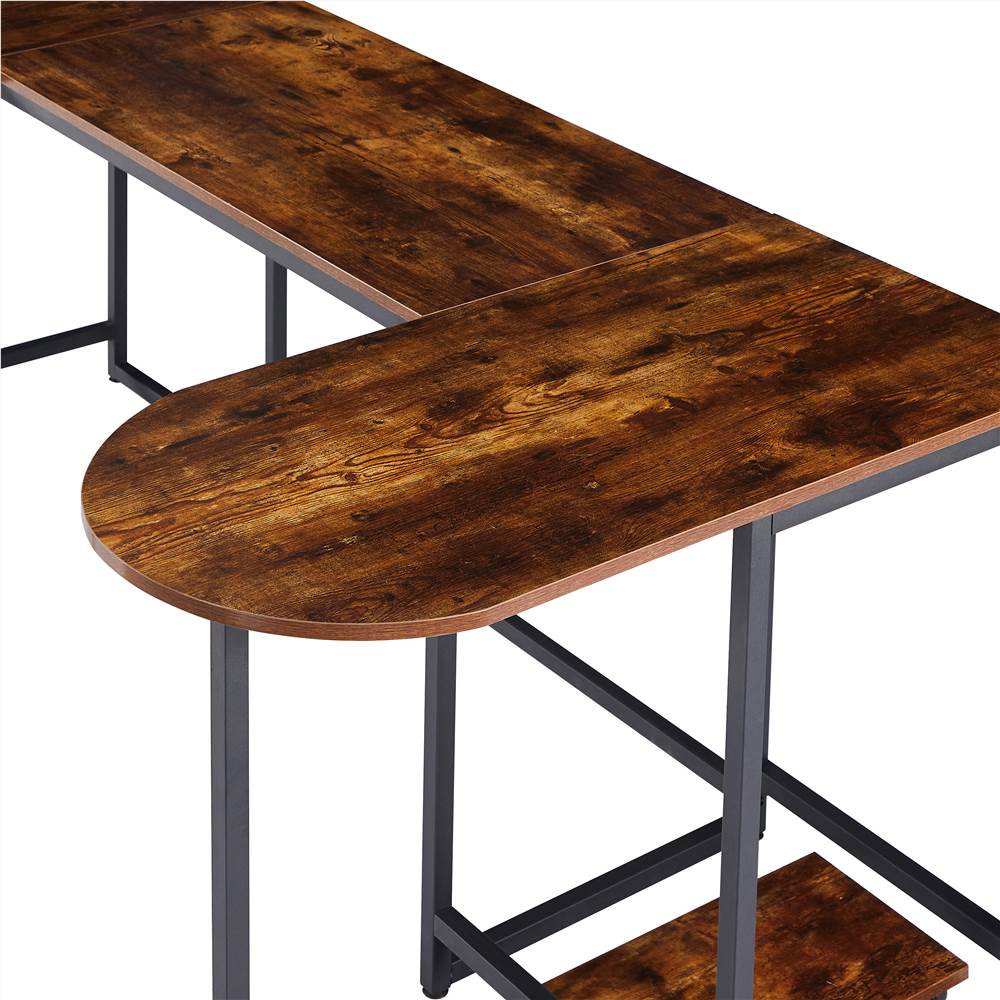 U-shaped Computer Desk Industrial Corner Writing Desk - Tiger