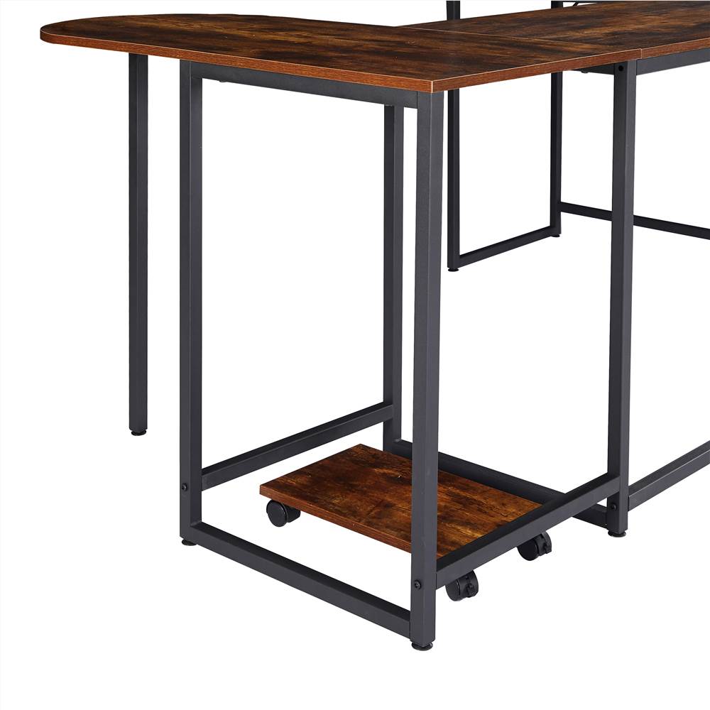 U-shaped Computer Desk Industrial Corner Writing Desk - Tiger