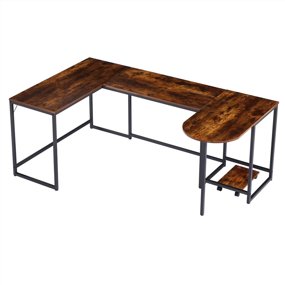 U-shaped Computer Desk Industrial Corner Writing Desk - Tiger