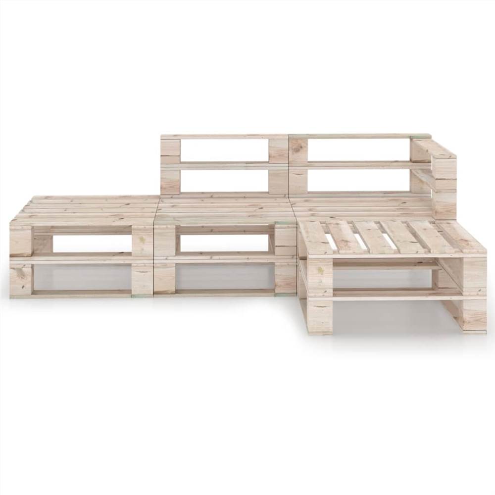 4 Piece Garden Pallet Lounge Set Pinewood