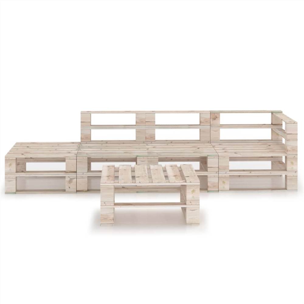 5 Piece Garden Pallet Lounge Set Pinewood