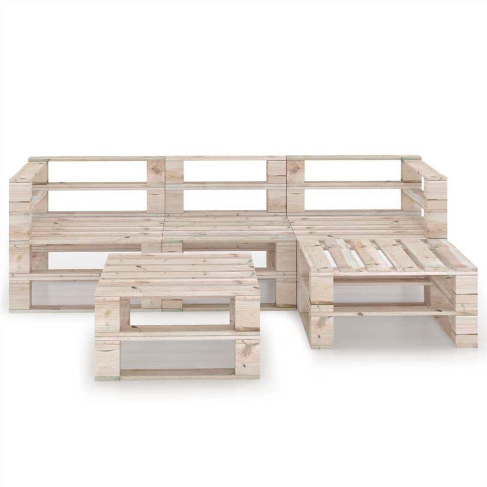 5 Piece Garden Pallet Lounge Set Pinewood