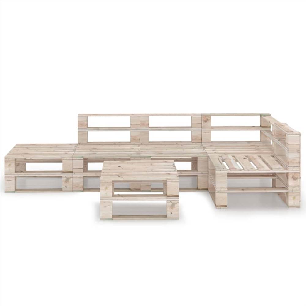 6 Piece Garden Pallet Lounge Set Pinewood