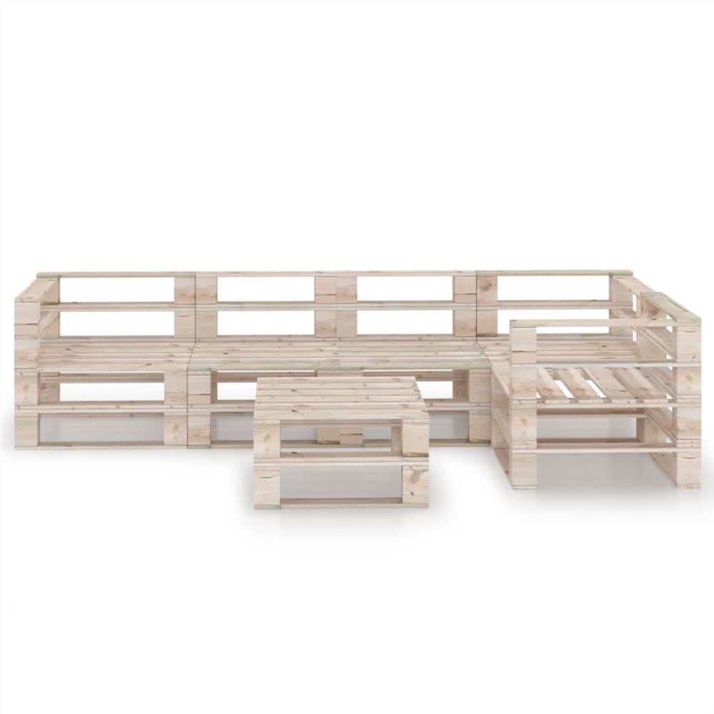6 Piece Garden Pallet Lounge Set Pinewood