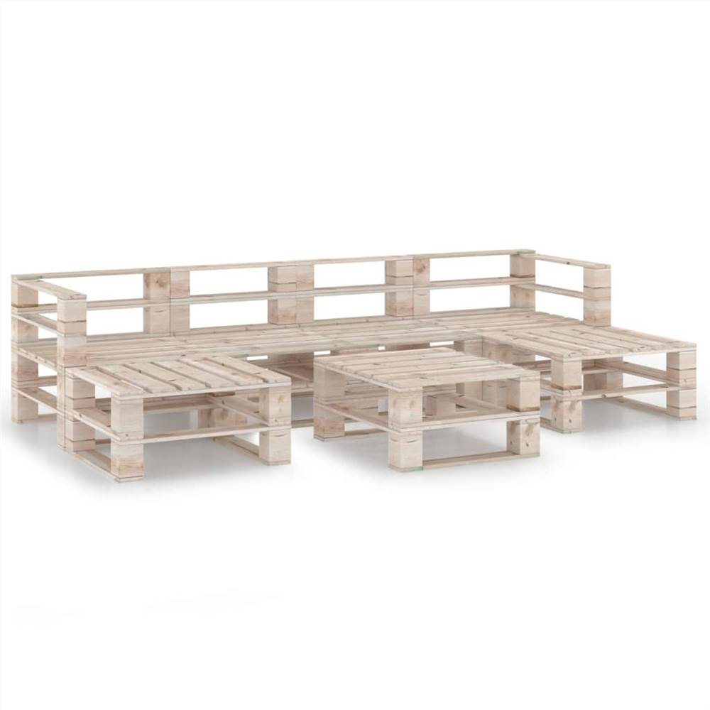 7 Piece Garden Pallet Lounge Set Pinewood