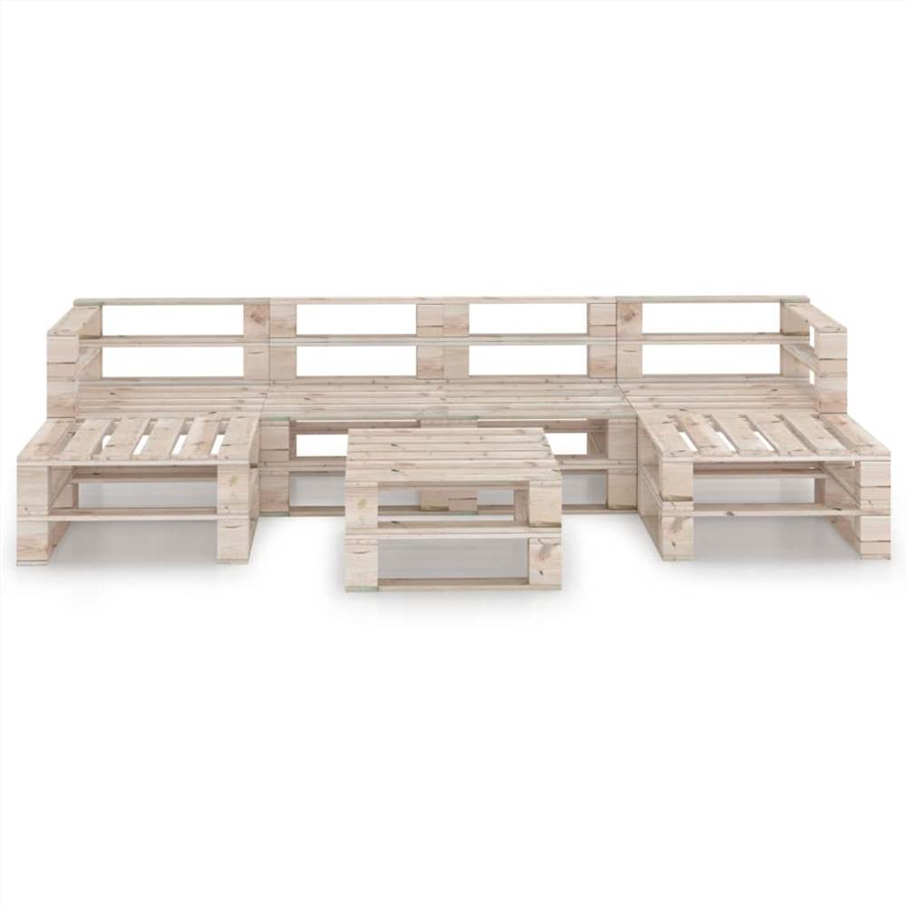 7 Piece Garden Pallet Lounge Set Pinewood