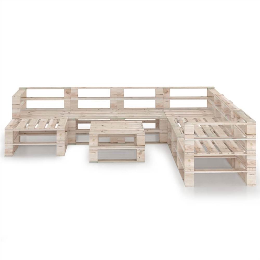 9 Piece Garden Pallet Lounge Set Pinewood