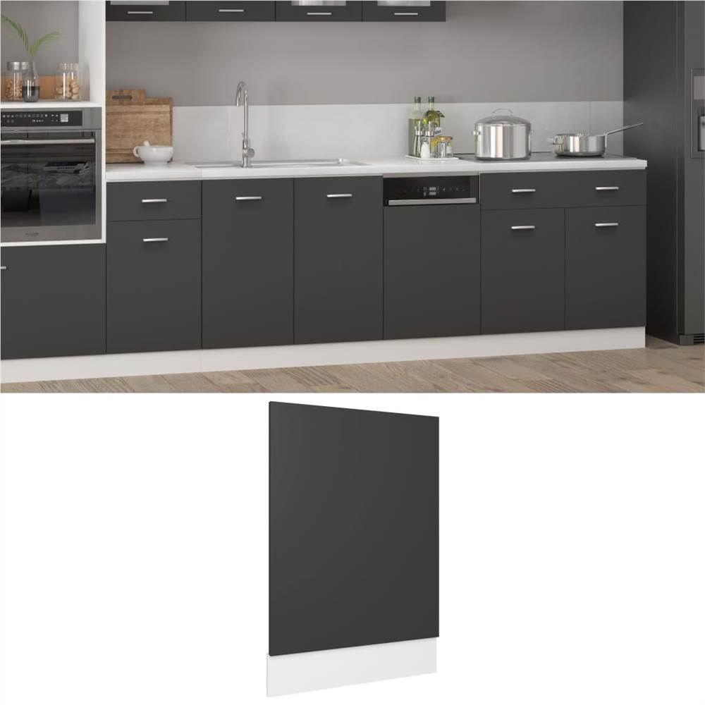 Dishwasher Panel Grey 45x3x67 cm Chipboard