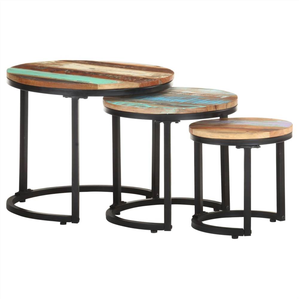 Side Tables 3 pcs Solid Reclaimed Wood
