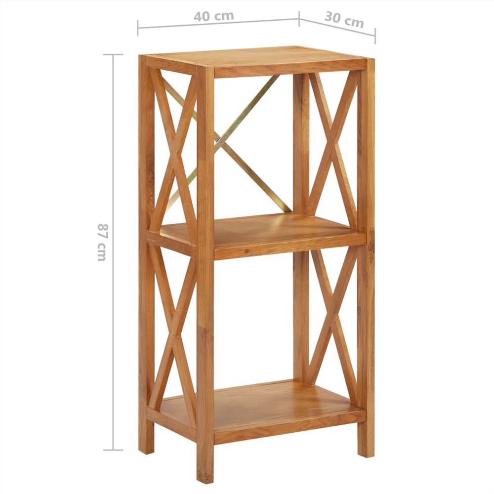 3-Tier Shelf 40x30x87 cm Solid Oak Wood