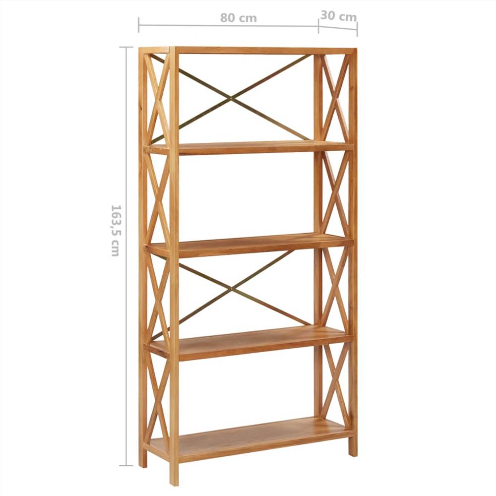 5-Tier Shelf 80x30x163.5 cm Solid Oak Wood